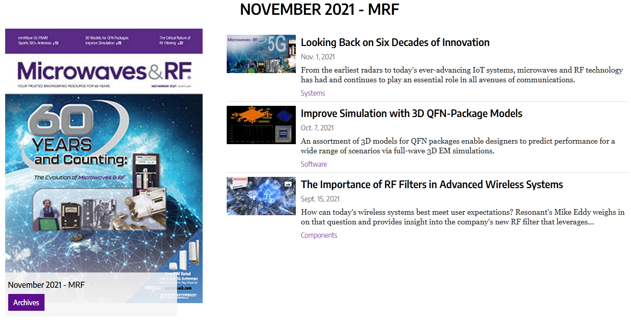 Microwaves & RF Digital Edition: November 2021 | Microwaves & RF