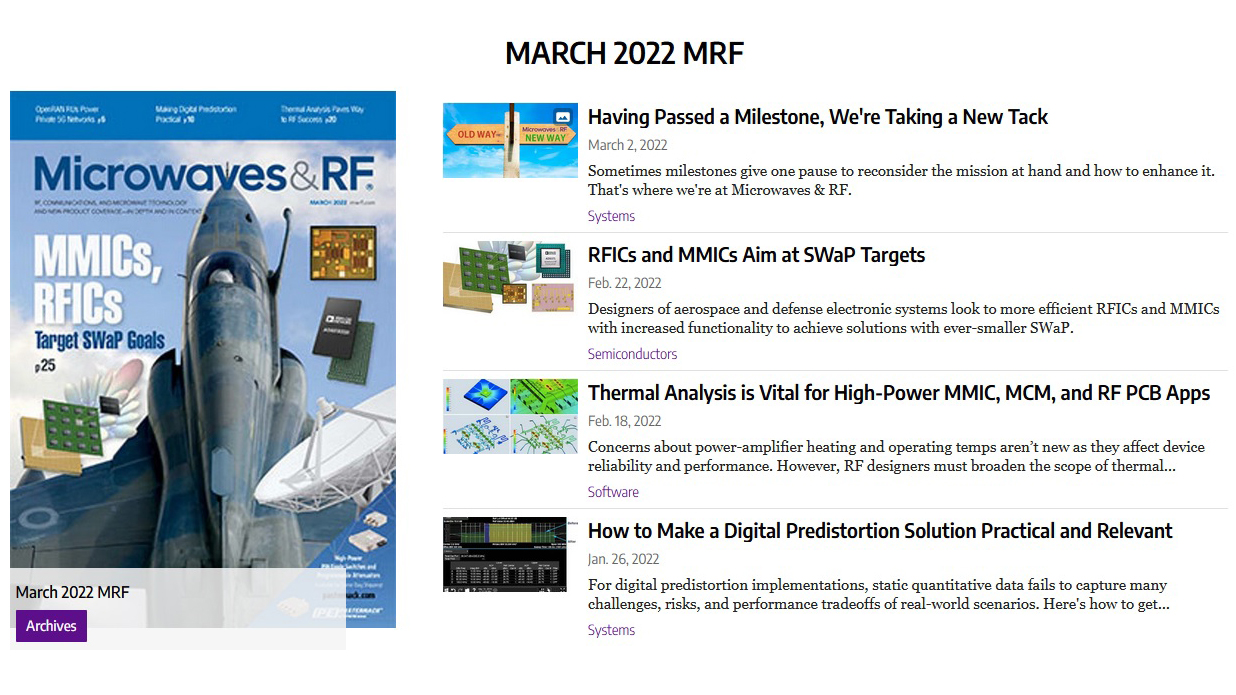 Microwaves & RF Digital Edition: March 2022 (.PDF download ...