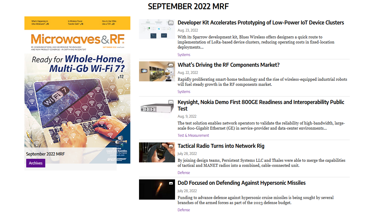 Microwaves & RF Digital Edition: September 2022 (.PDF download ...